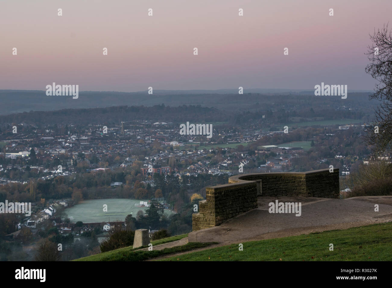 The lookout point at the top of Box Hill in the Surrey Hills, UK Stock ...