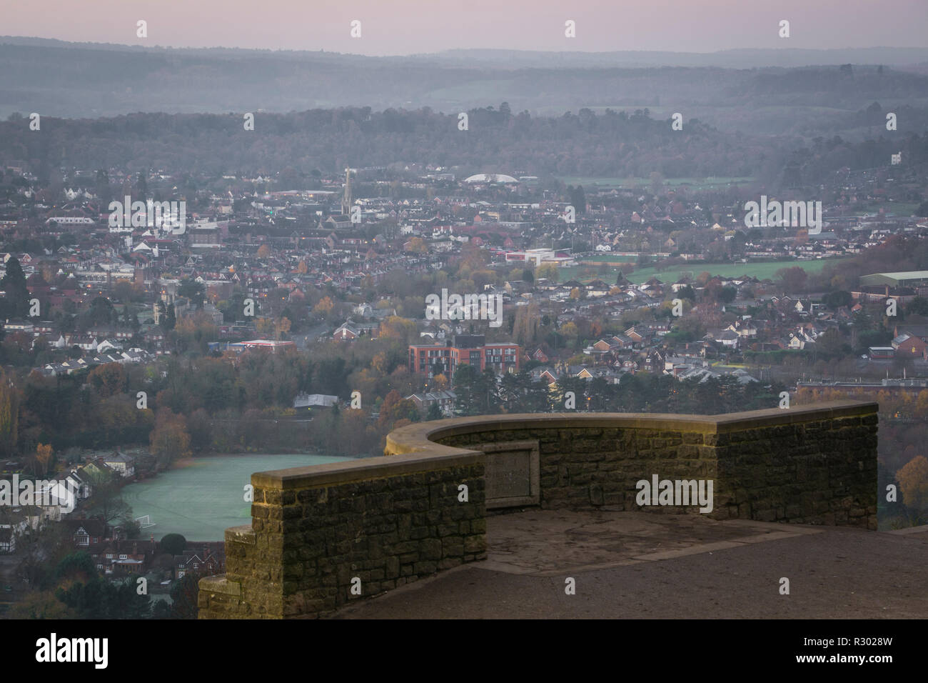 The lookout point at the top of Box Hill in the Surrey Hills, UK Stock ...