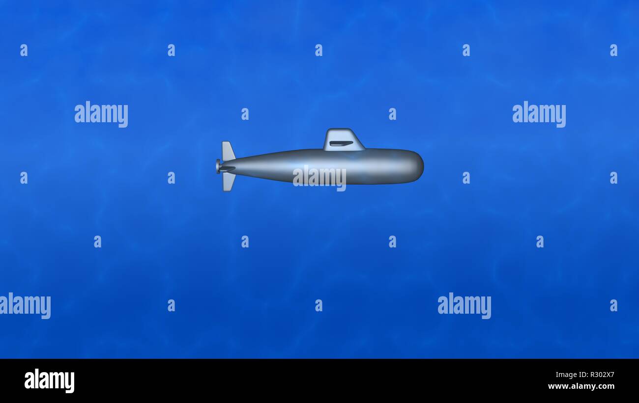 Submarine moving through deep ocean, sea. 3d rendering Stock Photo - Alamy