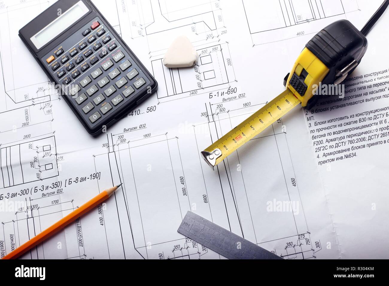 plan - engineering drawing on the table Stock Photo - Alamy