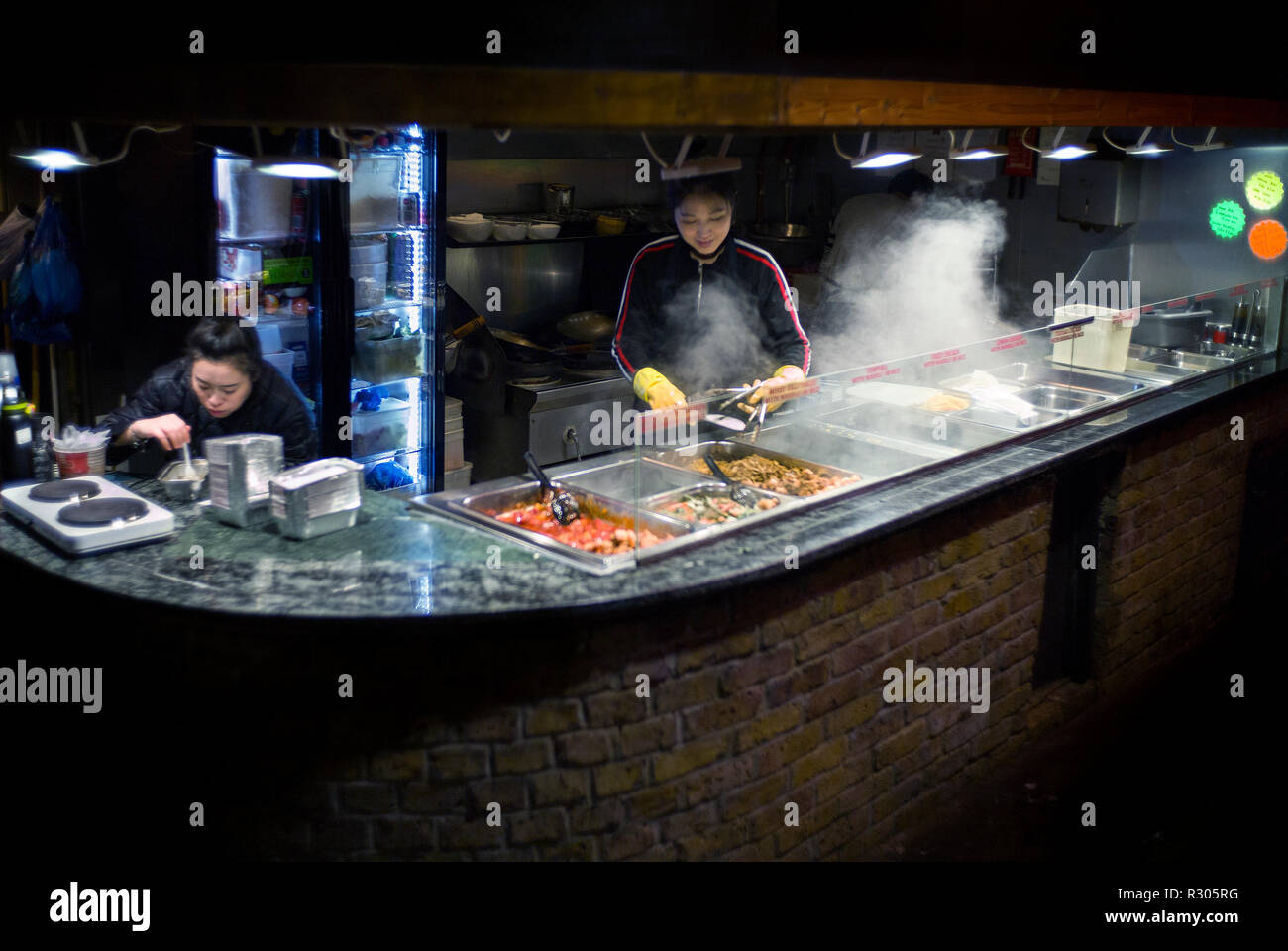 Chinese takeaway food on display Camden Market, London,UK Stock Photo ...