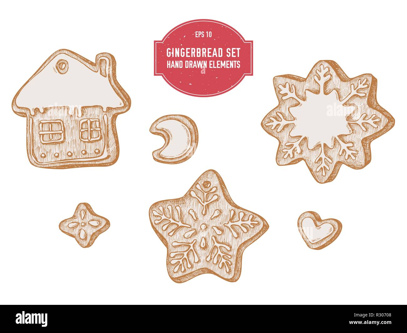 Vector collection of hand drawn pastel gingerbread Stock Vector Image ...