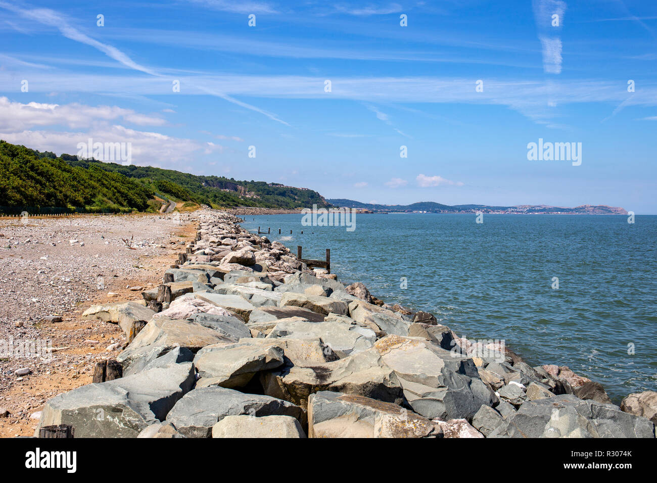Sea defence with Llandudno in distance seen from Llandulas North Wales ...
