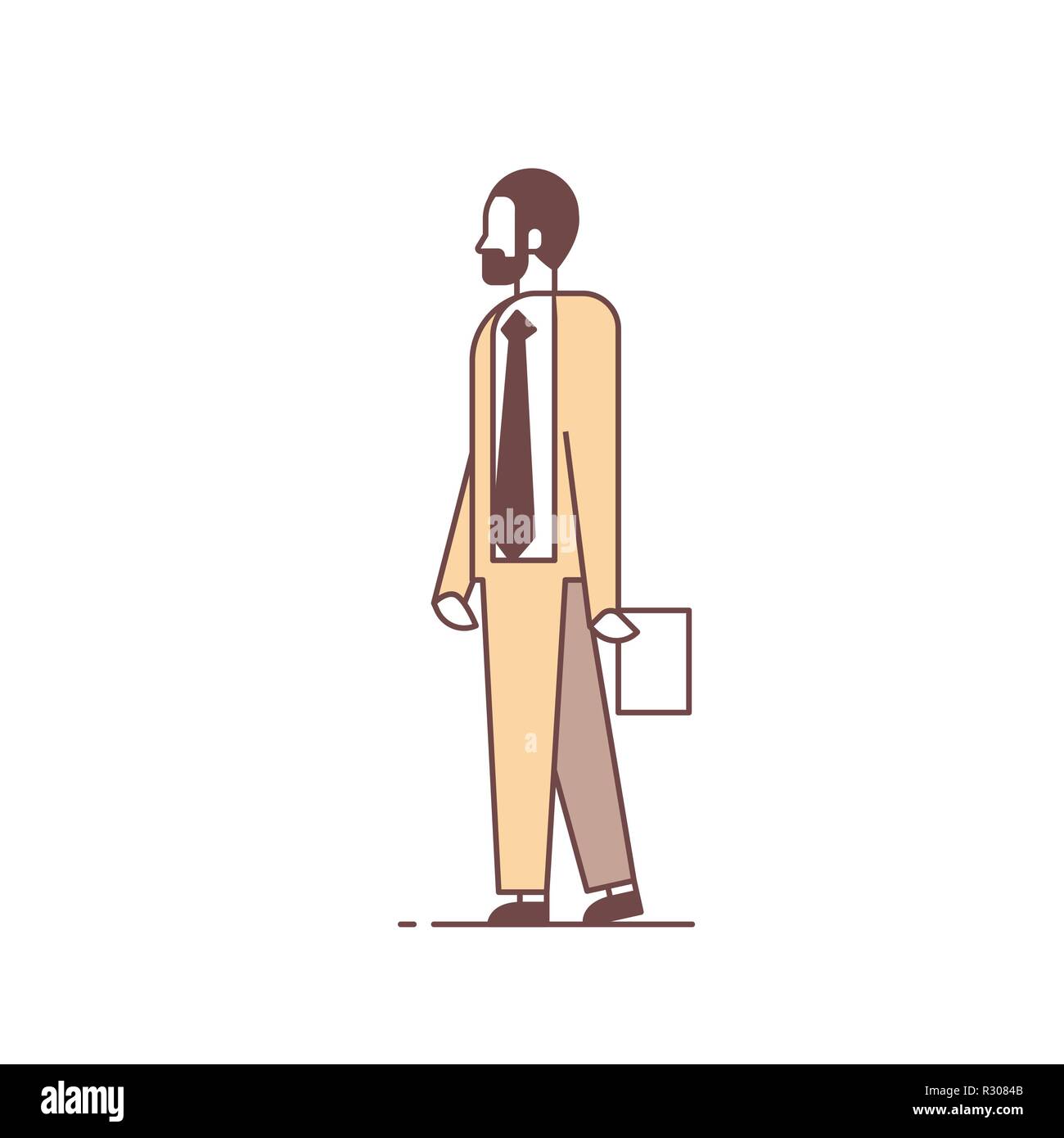 businessman standing pose holding paper document business man office ...