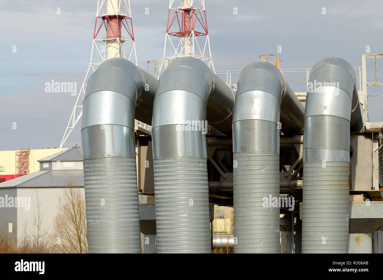 heating main going to the city from the thermal station.Hot water flows ...