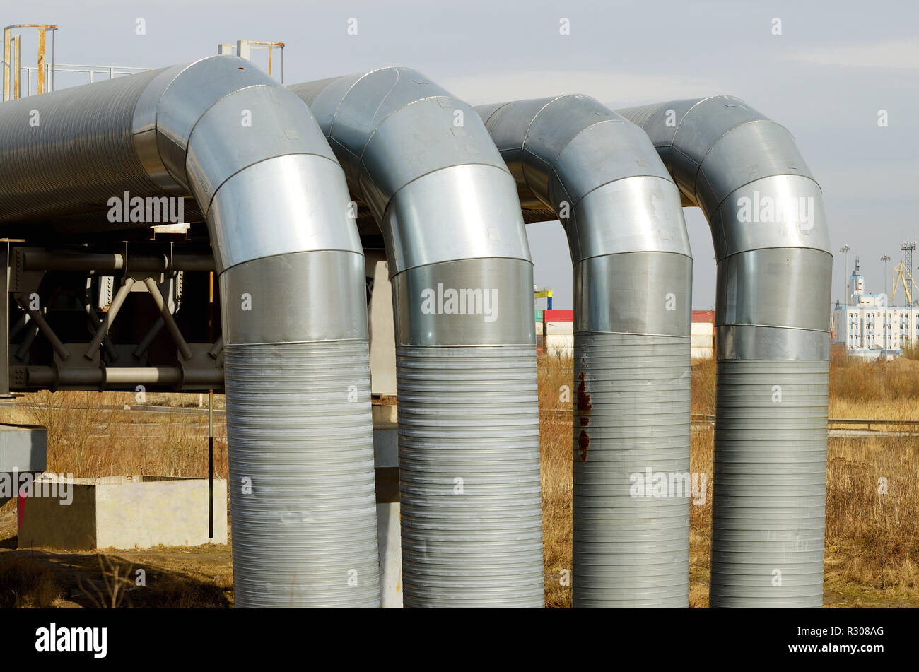 heating main going to the city from the thermal station.Hot water flows ...