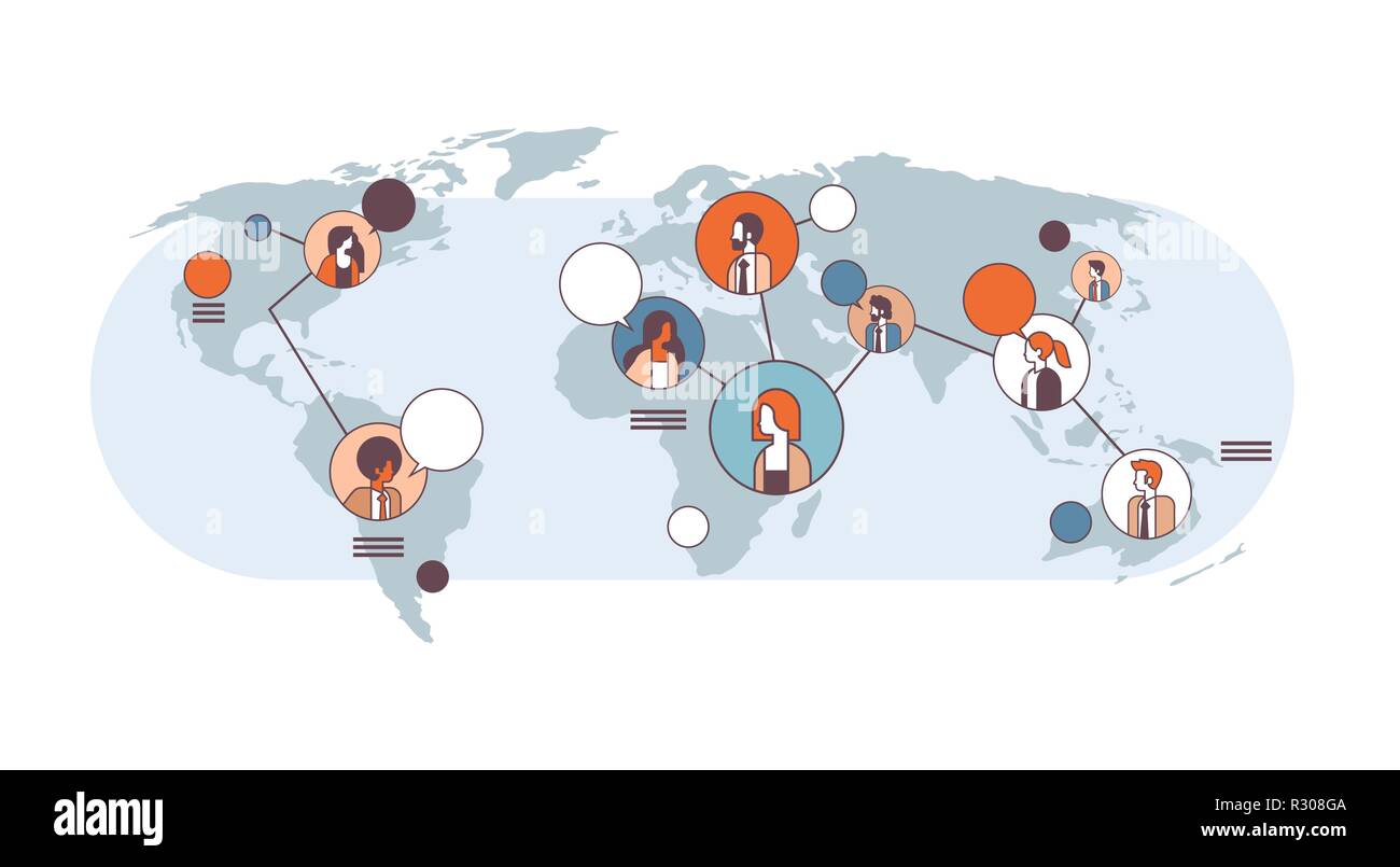 mix race people avatar social media global communication concept ...