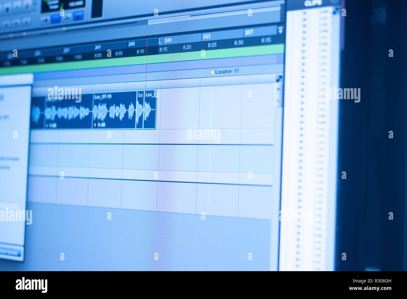 Recording studio audio computer editing mixing program sound controls ...