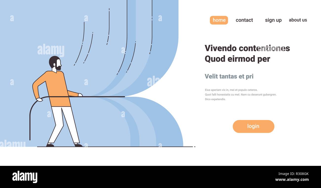 man pulling rope opening grand ceremony celebration business event ...