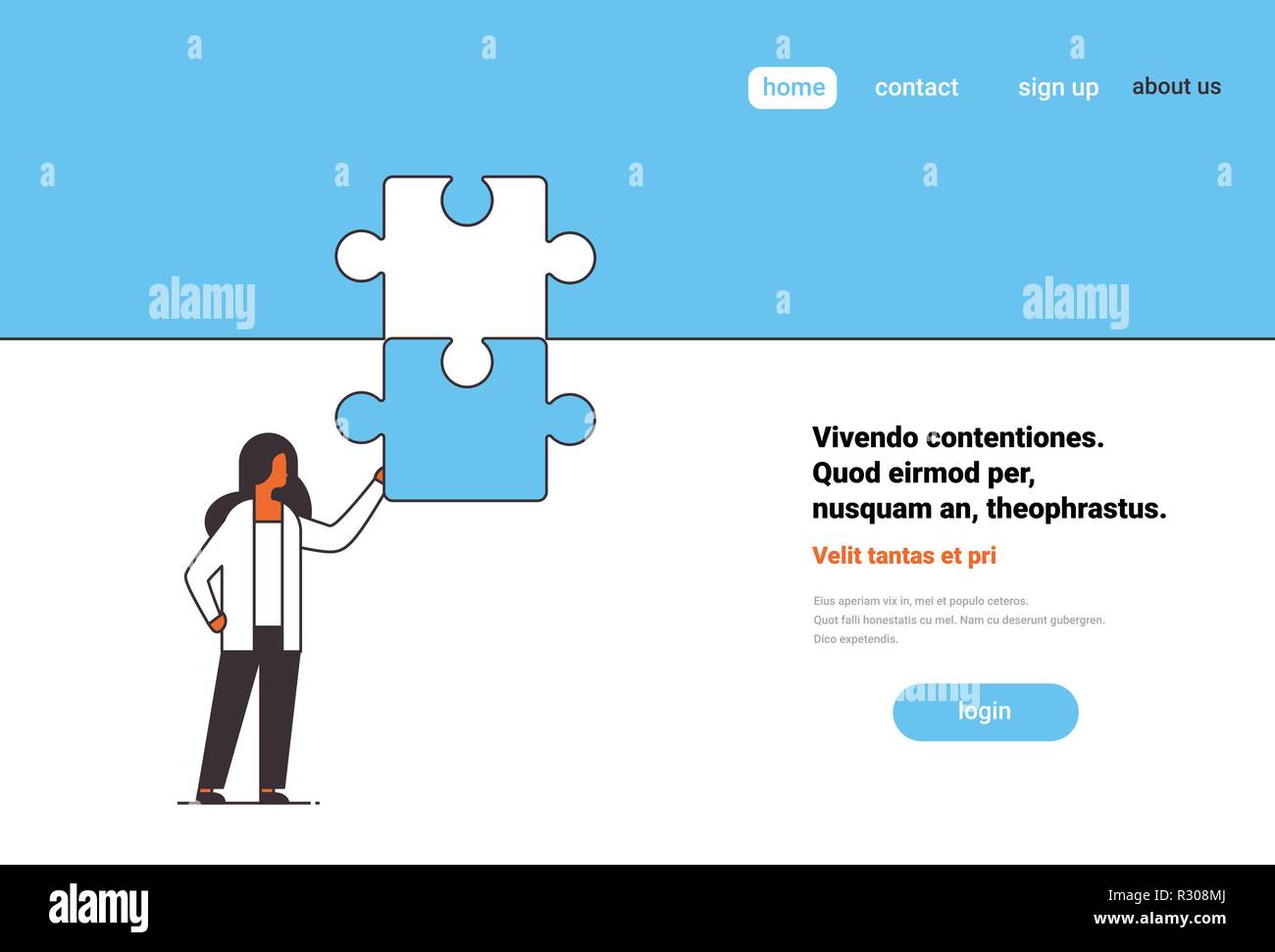 businesswoman putting parts of puzzle problem solution concept female ...