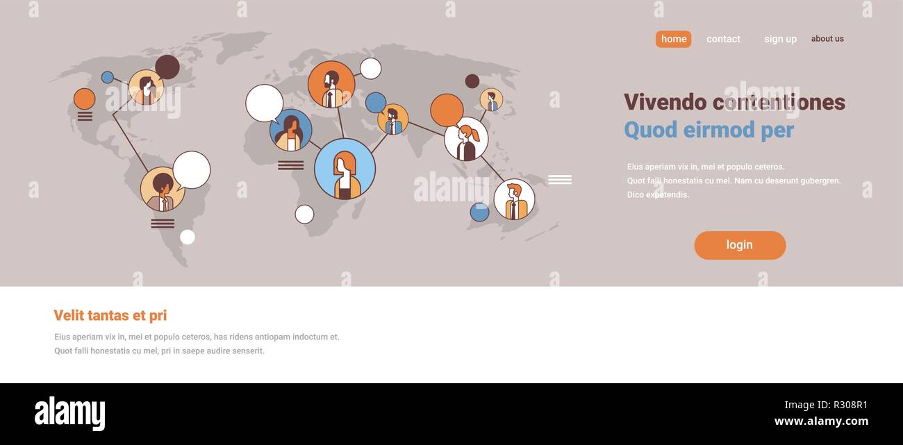 mix race people avatar social media global communication concept ...