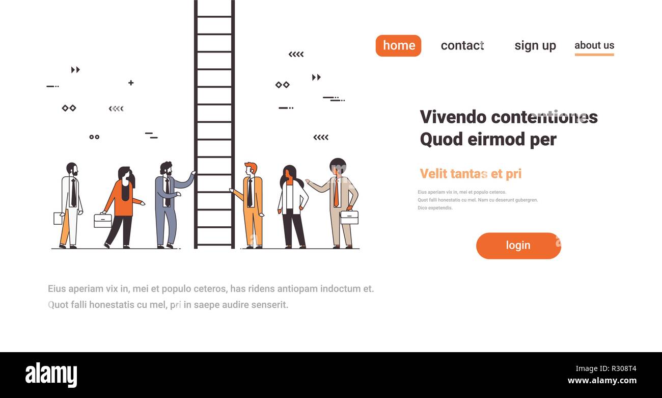 business people near staircase climbing career ladder concept way up ...