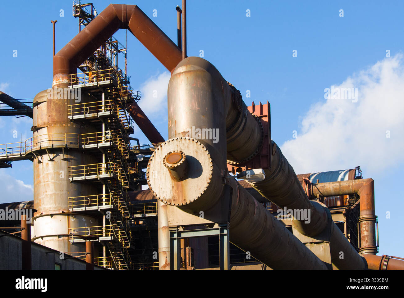 Arbed, steelworks, Metallurgie, pipes, factory, Luxemburg Stock Photo ...