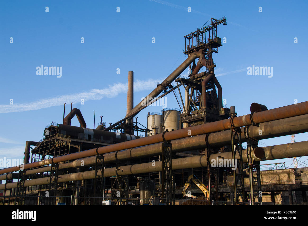 Arbed, steelworks, Metallurgie, pipes, factory, Luxemburg Stock Photo ...