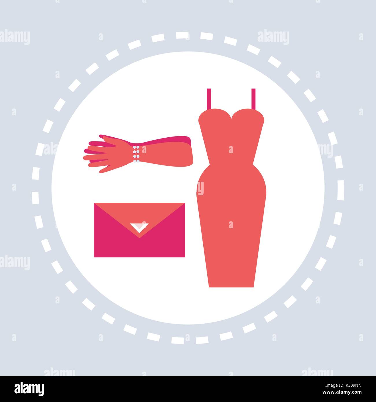 female fashion clothes and accessories shopping icon concept flat Stock ...