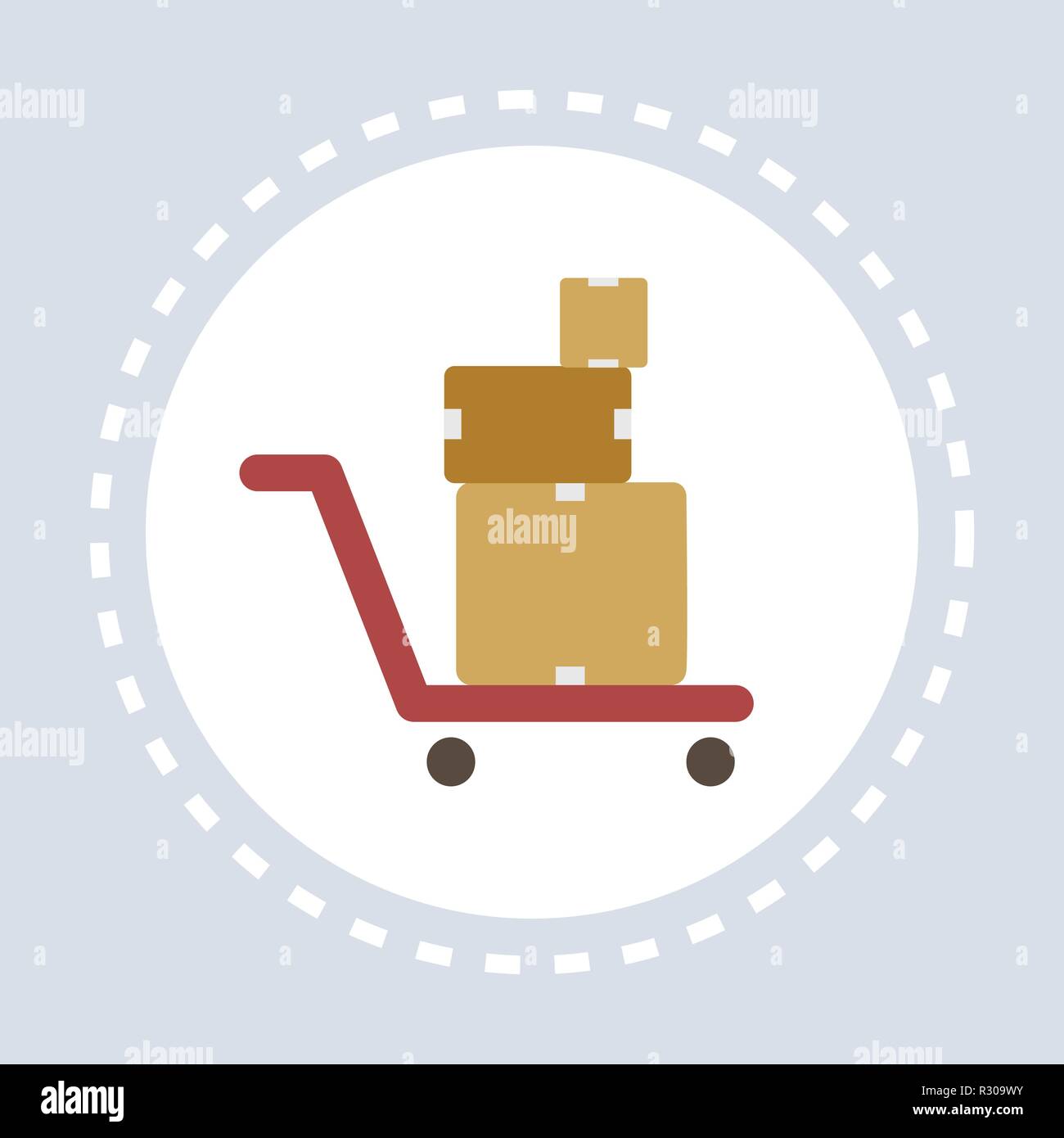 trolley cart with cardboard boxes shopping icon concept flat Stock ...