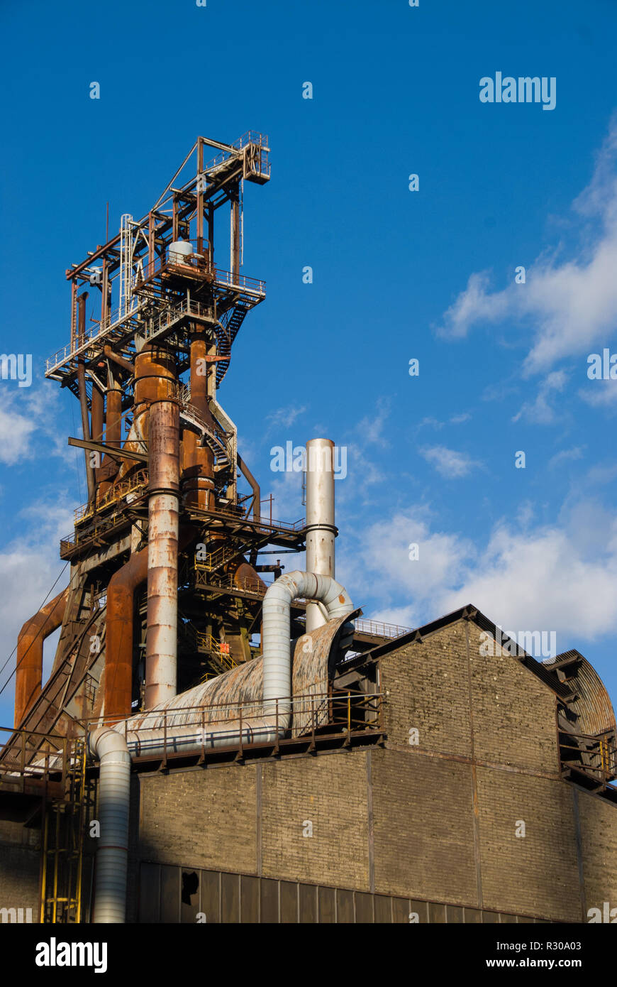 Arbed, steelworks, Metallurgie, pipes, factory, Luxemburg Stock Photo ...