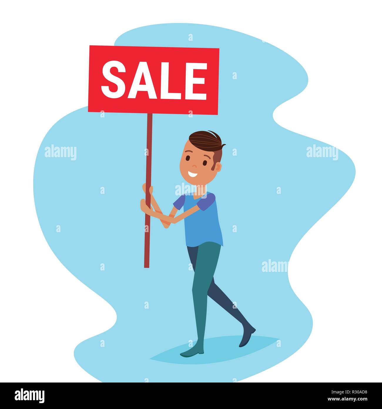 african american man holding sale board special offer discount ...