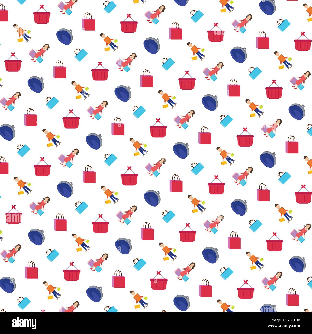 shopping icons seamless pattern white background flat Stock Vector ...