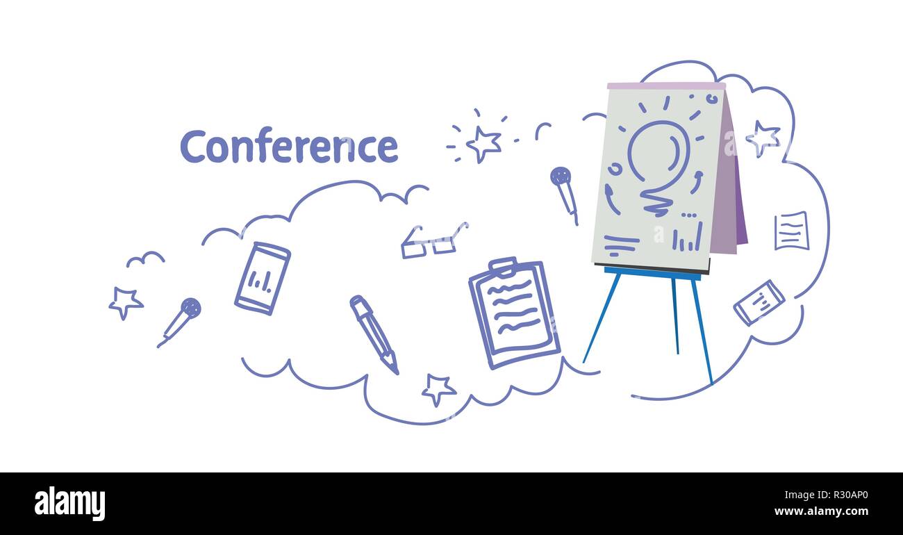 flip chart business info graphic presentation conference concept sketch ...