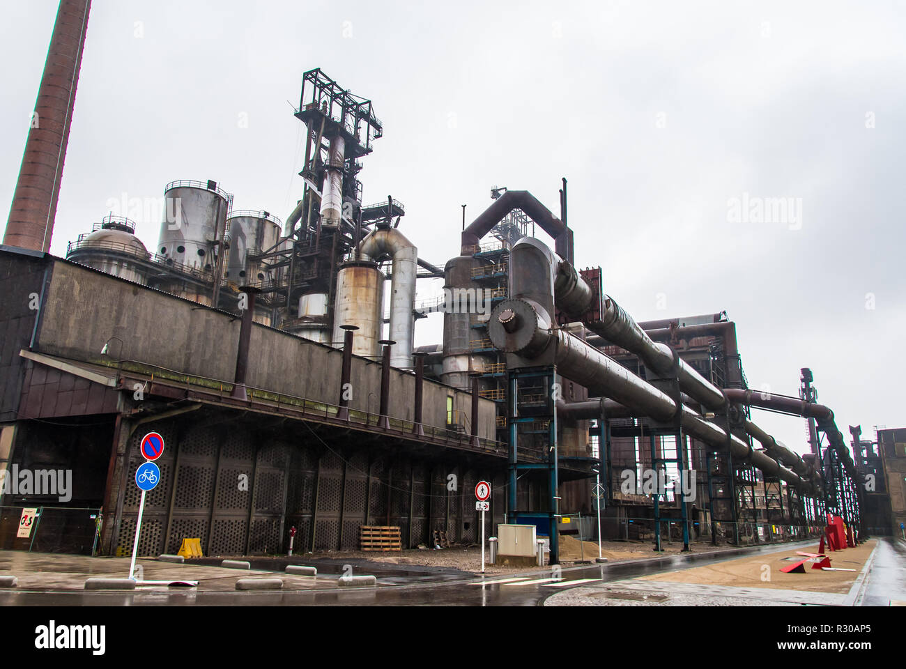 Arbed, steelworks, Metallurgie, pipes, factory, Luxemburg Stock Photo ...