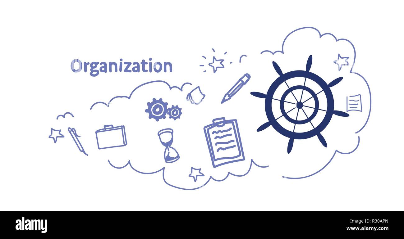 Ship steering wheel organization concept sketch doodle horizontal ...