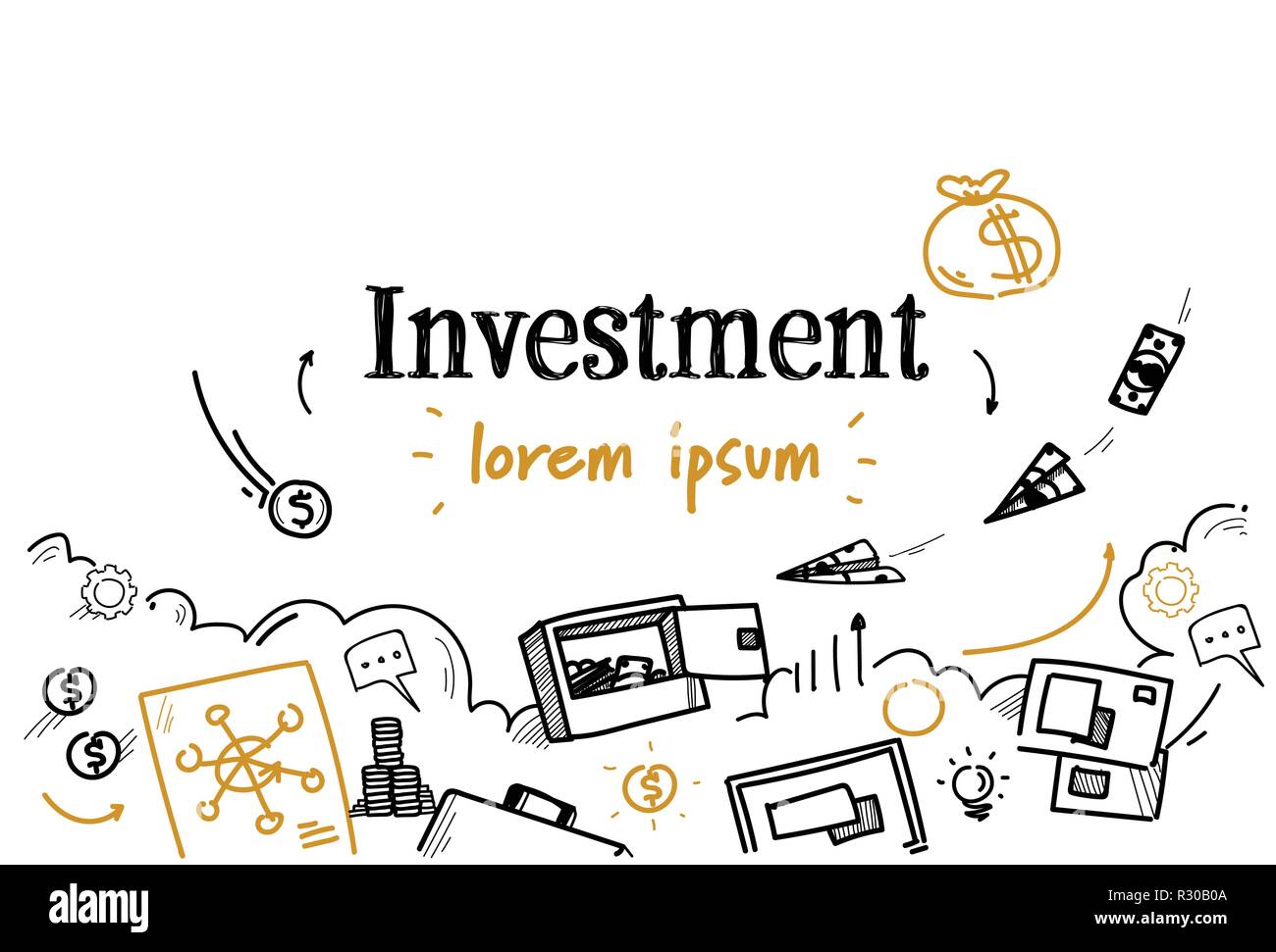 business finance investment concept sketch doodle horizontal isolated ...