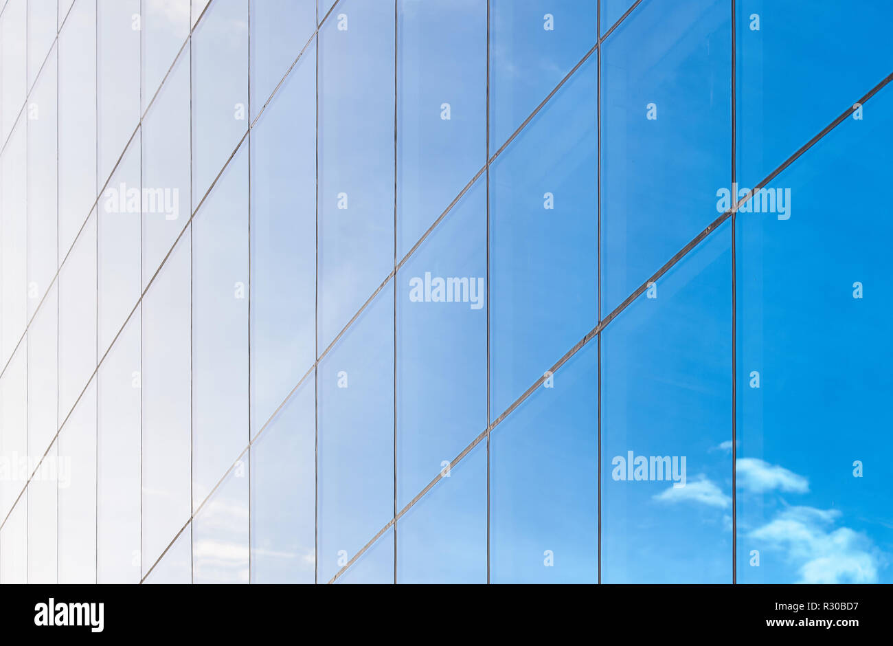 Clean blue mirror glass window background in modern building Stock ...