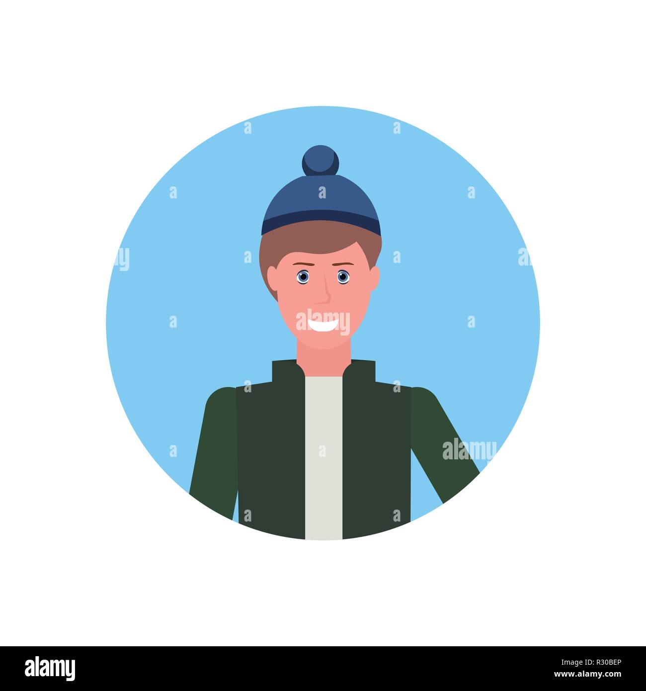 man face avatar happy guy wearing winter clothes male cartoon character ...