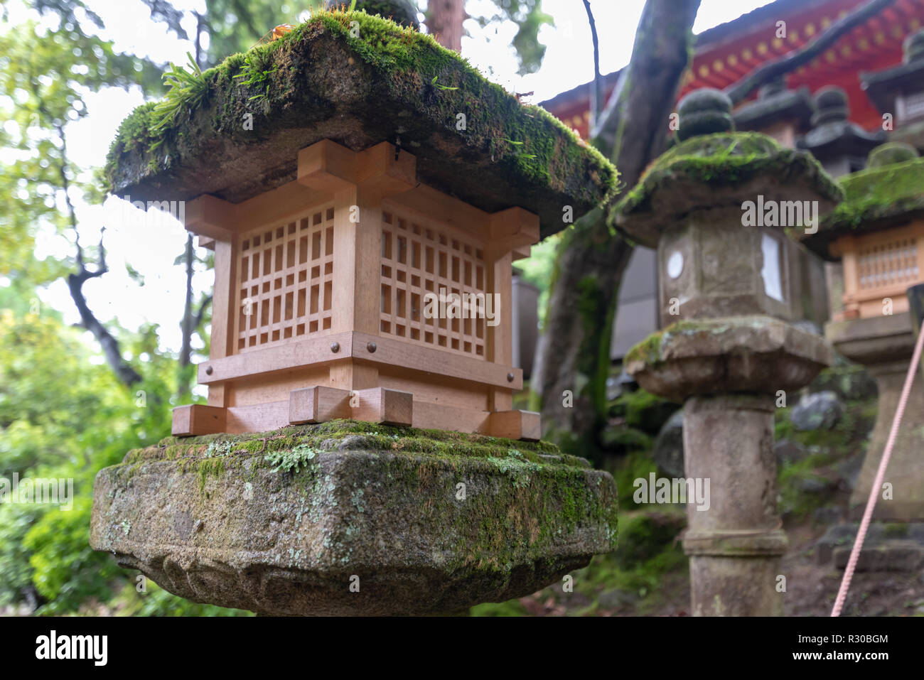 Ancient stone monolithic lamp at Kasuka Shrine in Nara, Japan Stock ...