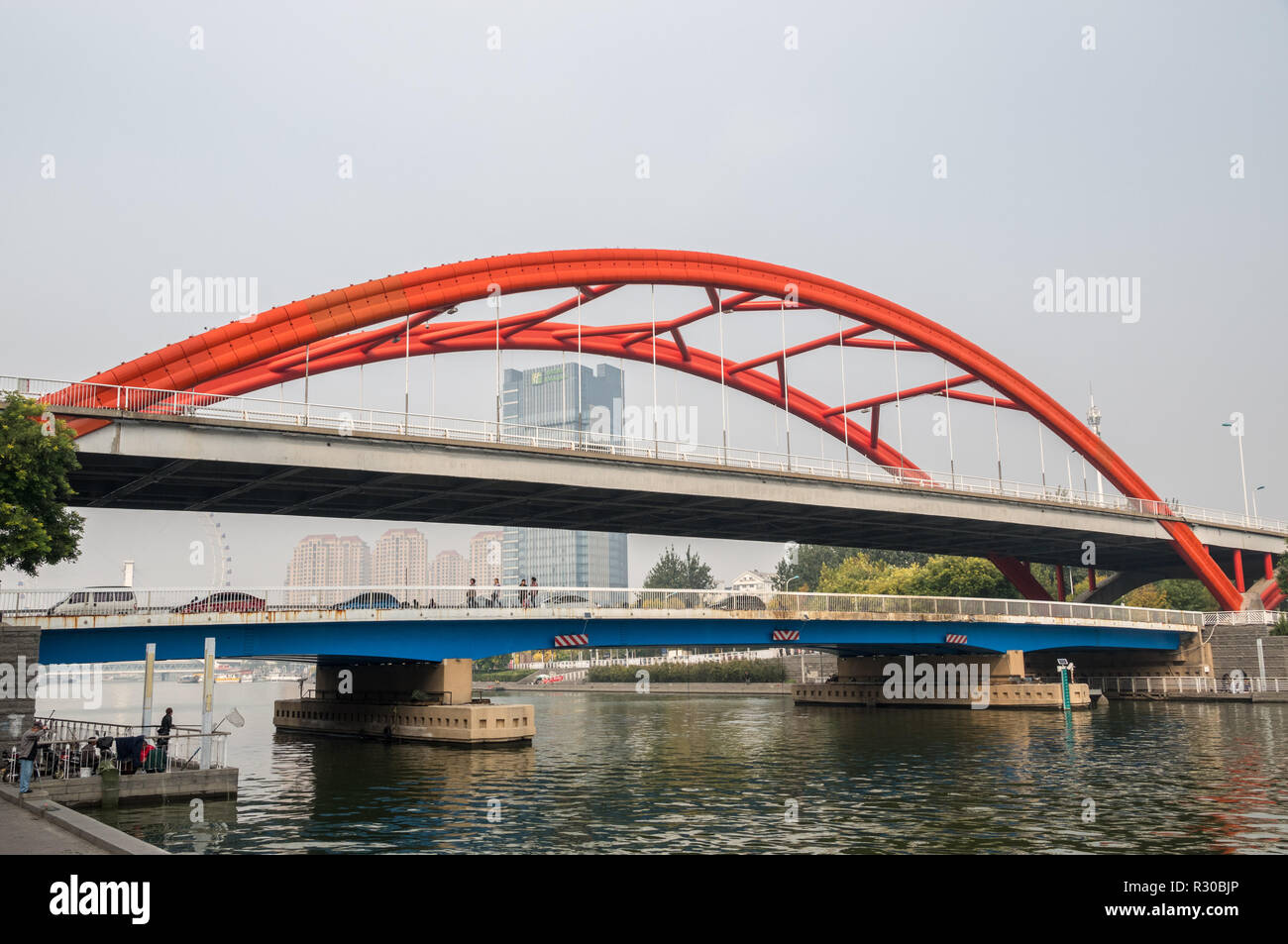 Tientsin Eye and modern buildings by RIver Haihe in Tianjin Stock Photo ...