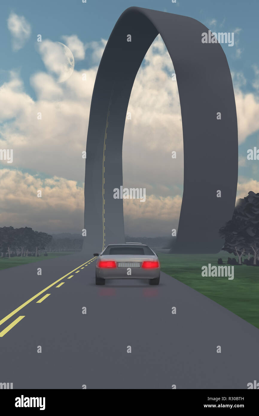 Car goes to the road loop Stock Photo - Alamy
