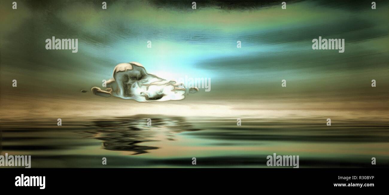 Surrealism. Lonely cloud hovers above water surface Stock Photo - Alamy