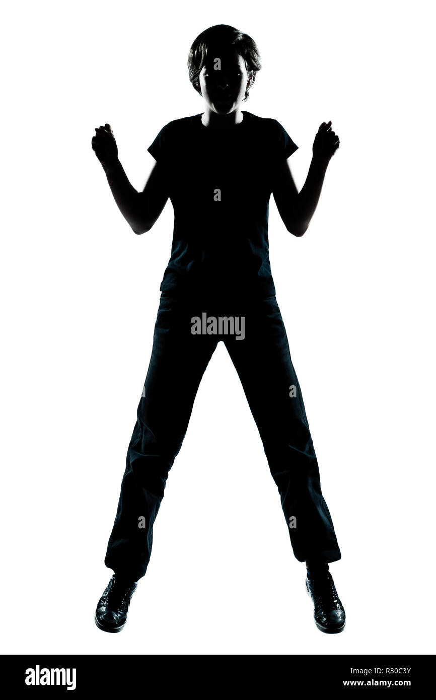 Kid jump arms out white background hi-res stock photography and images ...