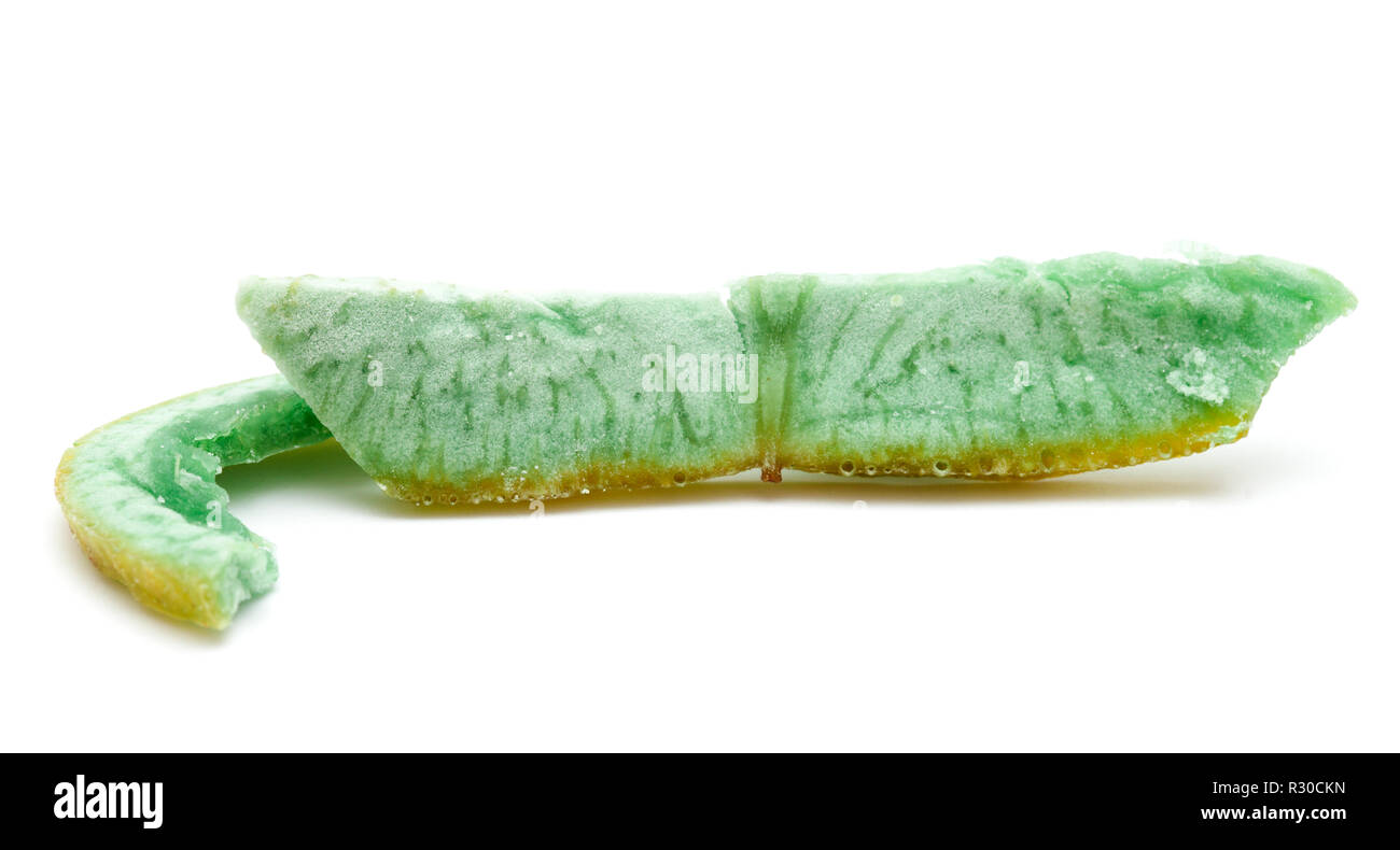 dried fruit isolated on white background - green pomelo skin Stock ...