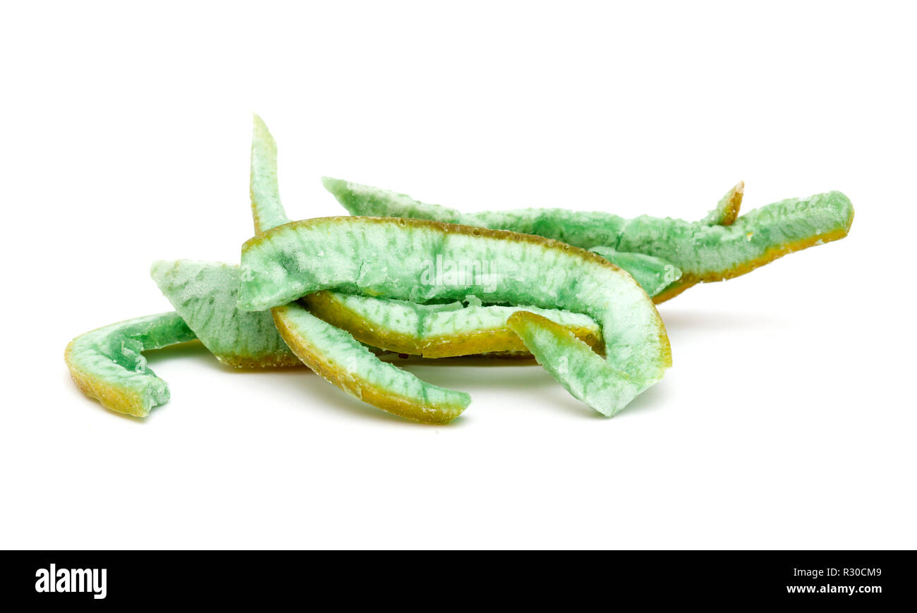 dried fruit isolated on white background - green pomelo skin Stock ...