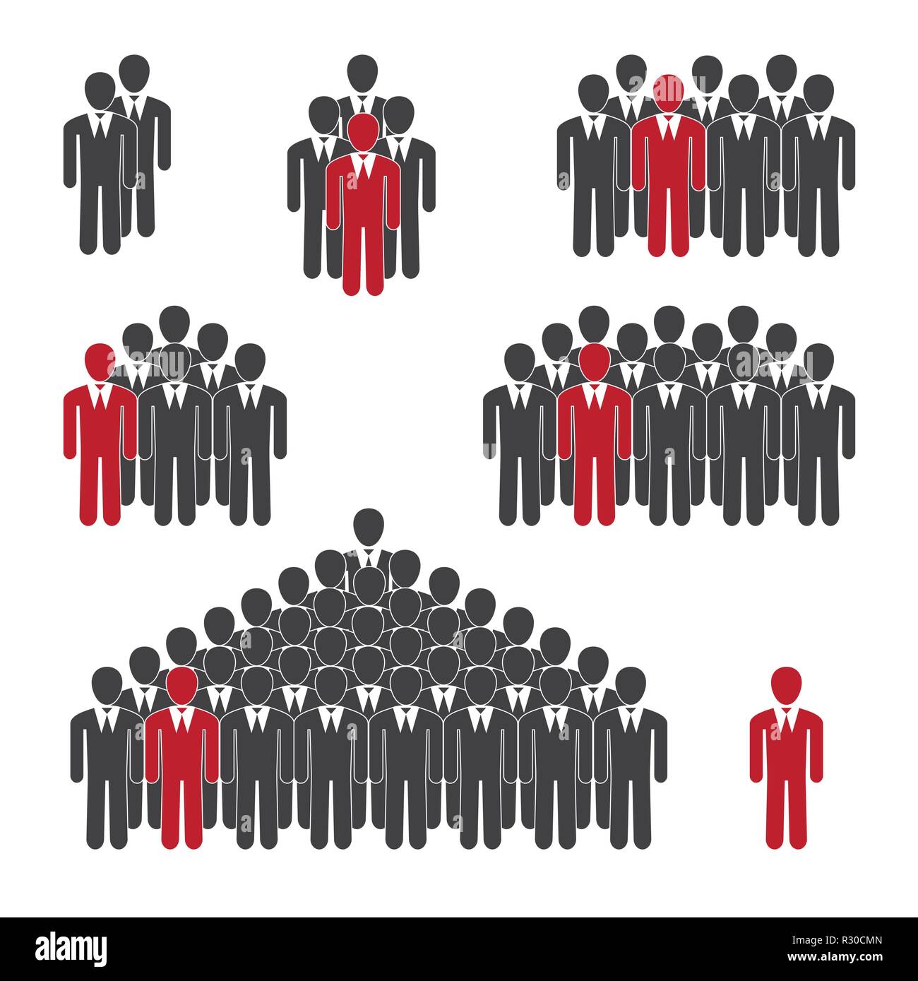 Group of businessman leader figures concept on white background icons ...