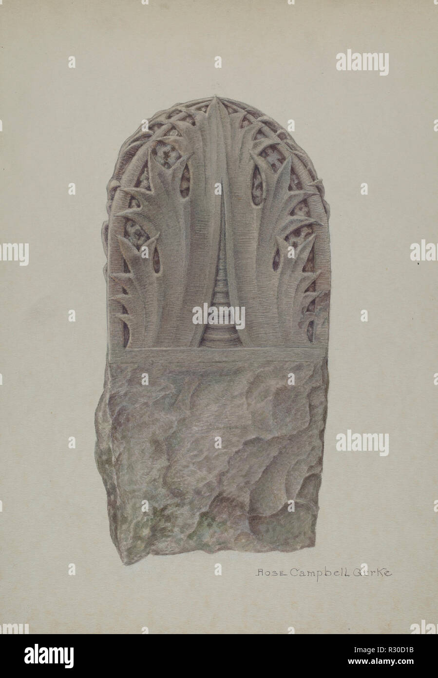 Stone Gate Post. Dated: c. 1939. Dimensions: overall: 35.5 x 24.4 cm ...