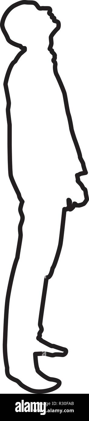 Man looks up silhouette icon black color vector I flat style simple ...