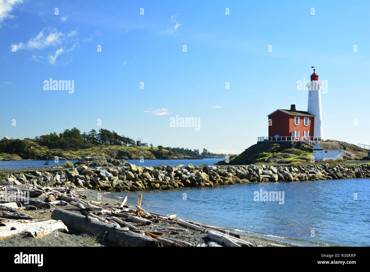 Fisgard Lighthouse at Fort Rodd Hill National Historic park in Victoria ...