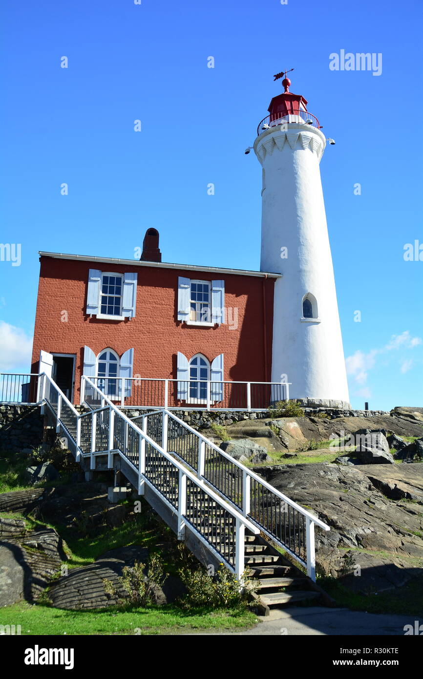 Fisgard Lighthouse at Fort Rodd Hill National Historic park in Victoria ...