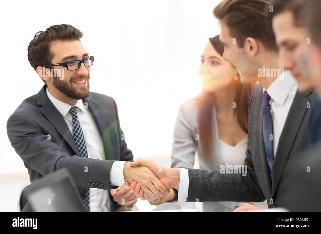 Business concept. Handshake for make agreement in contract Stock Photo ...