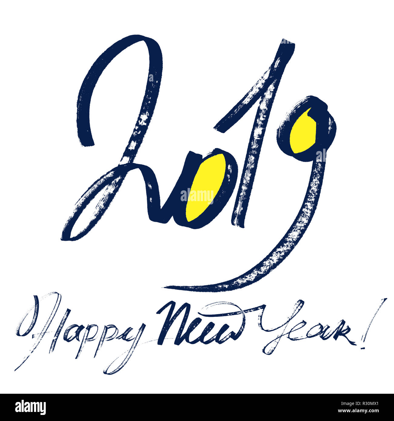 Happy New Year 2019 - Modern calligraphy, hand drawn lettering Stock ...