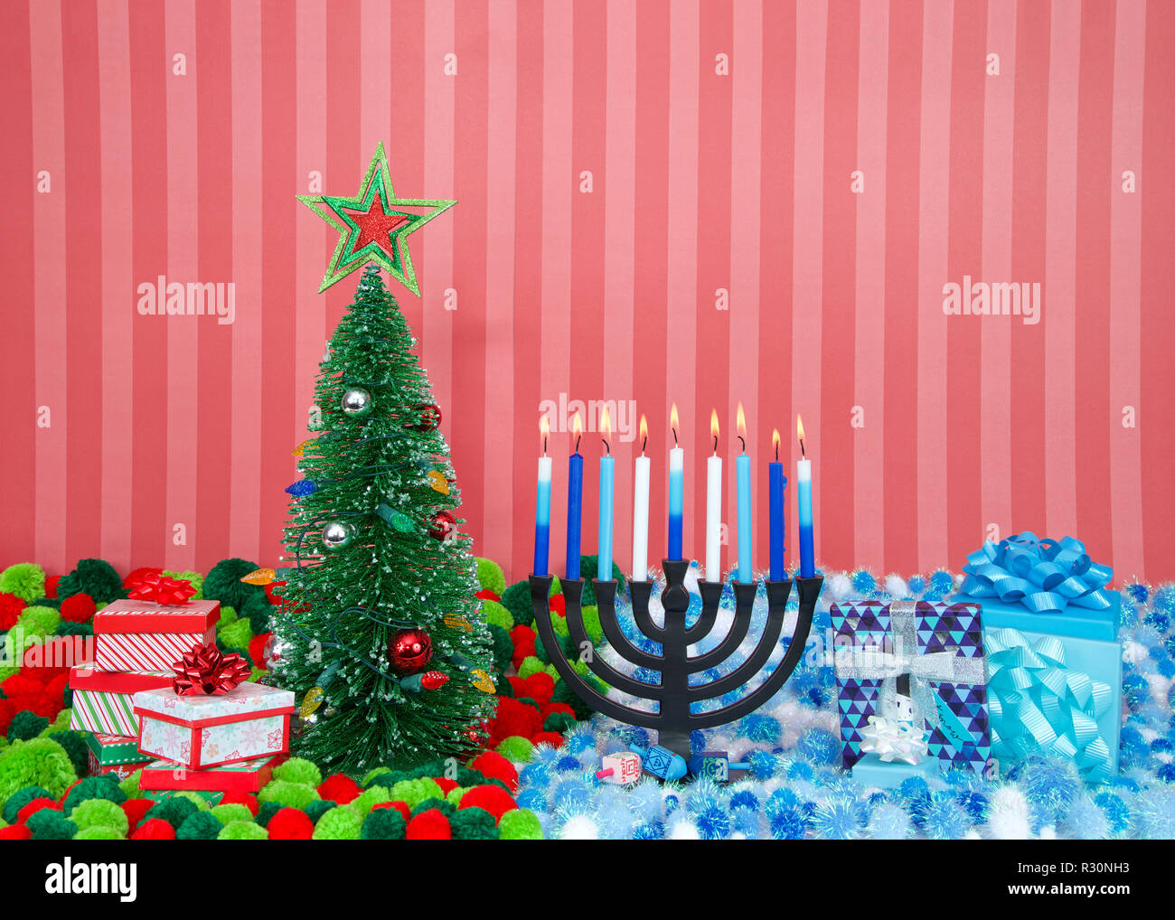 Menorah and christmas tree hi-res stock photography and images - Alamy