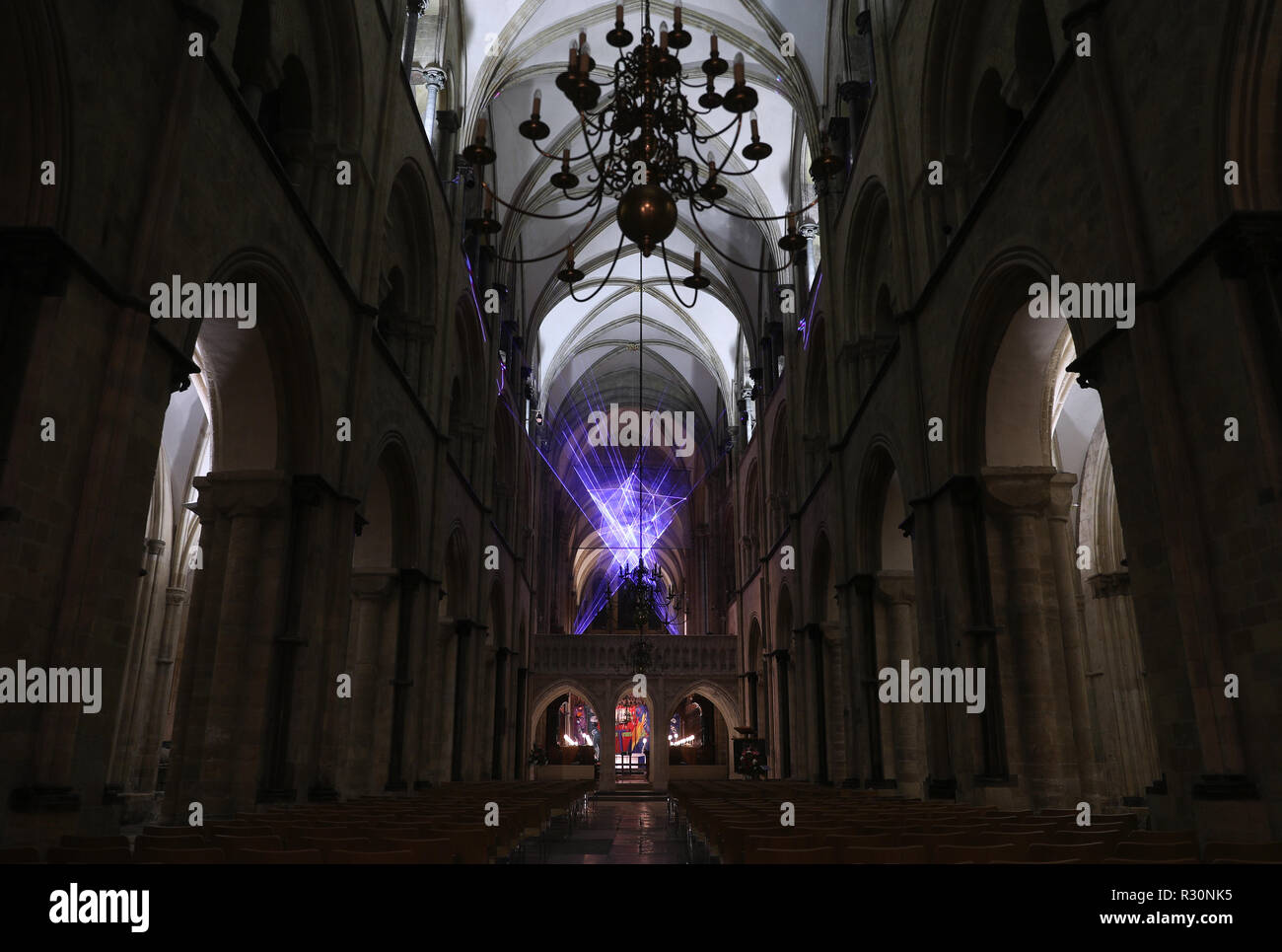 A pair of lasers installed by artist Jayson Haebich and named "Star of ...