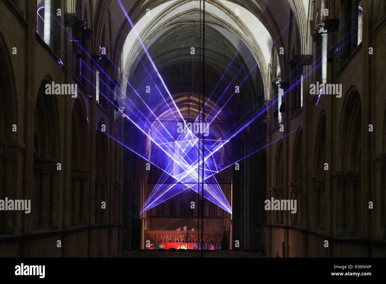 A pair of lasers installed by artist Jayson Haebich and named "Star of ...