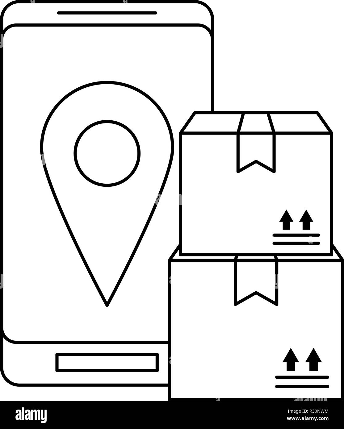 Delivery and logistics in black and white Stock Vector Image & Art - Alamy