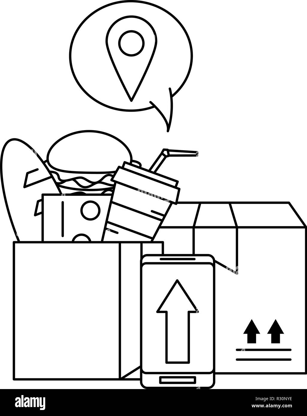 Supermarket box delivery Black and White Stock Photos & Images - Alamy