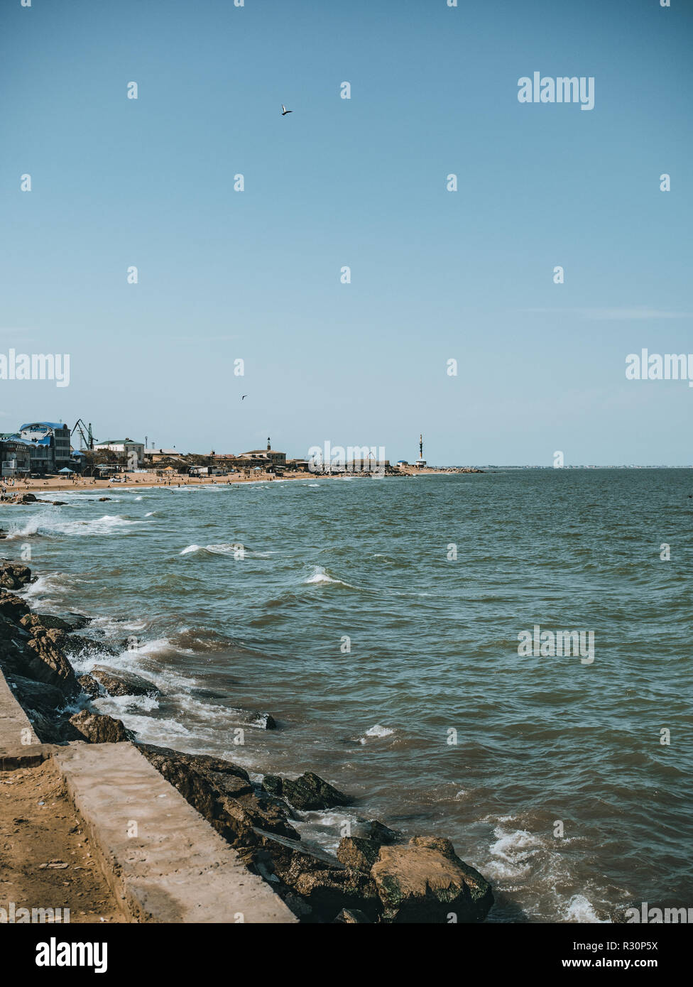 Waves of the Caspian Sea, beautiful view at the coast Stock Photo - Alamy