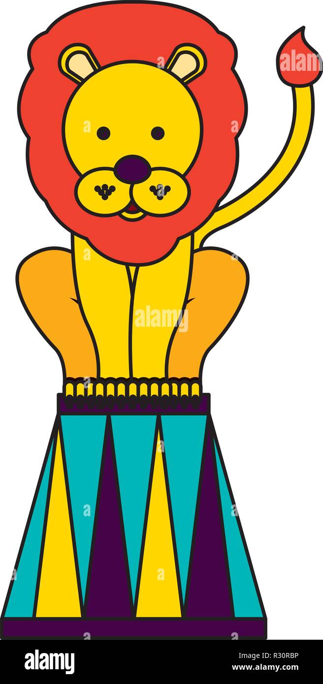 lion on stand circus fun fair vector illustration Stock Vector Image ...